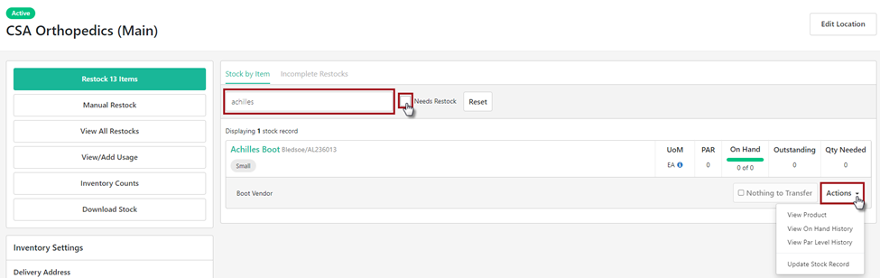 Locate A Product In Inventory – MotionMD Help Center