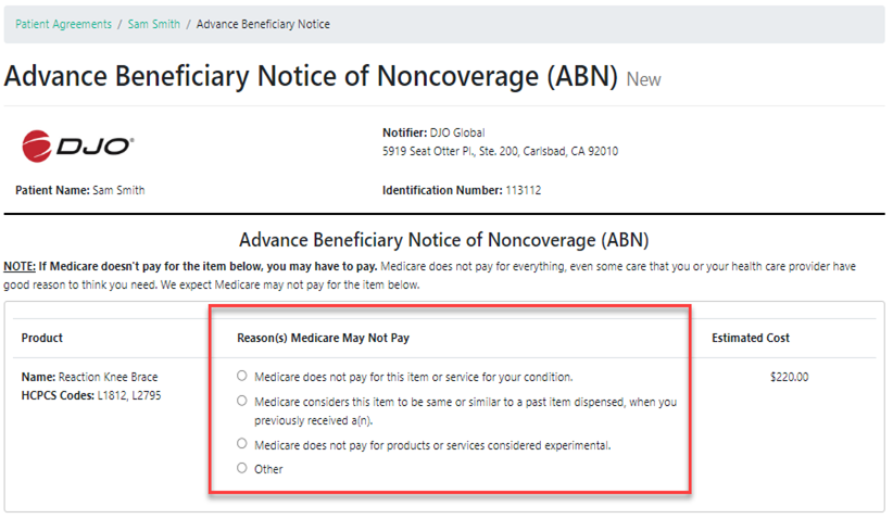Completing a Medicare Advance Beneficiary Notice (ABN) – MotionMD Help ...